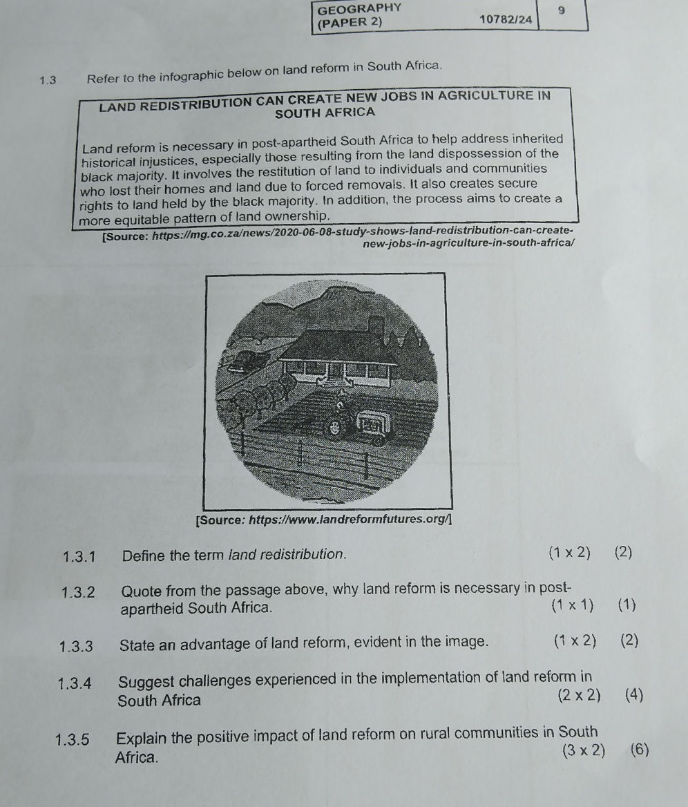 1.3 Refer to the infographic below on land | StudyX