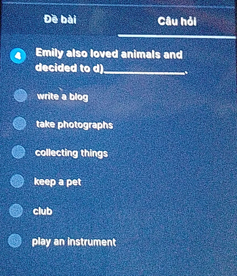 Emily also loved animals and decided to d).
