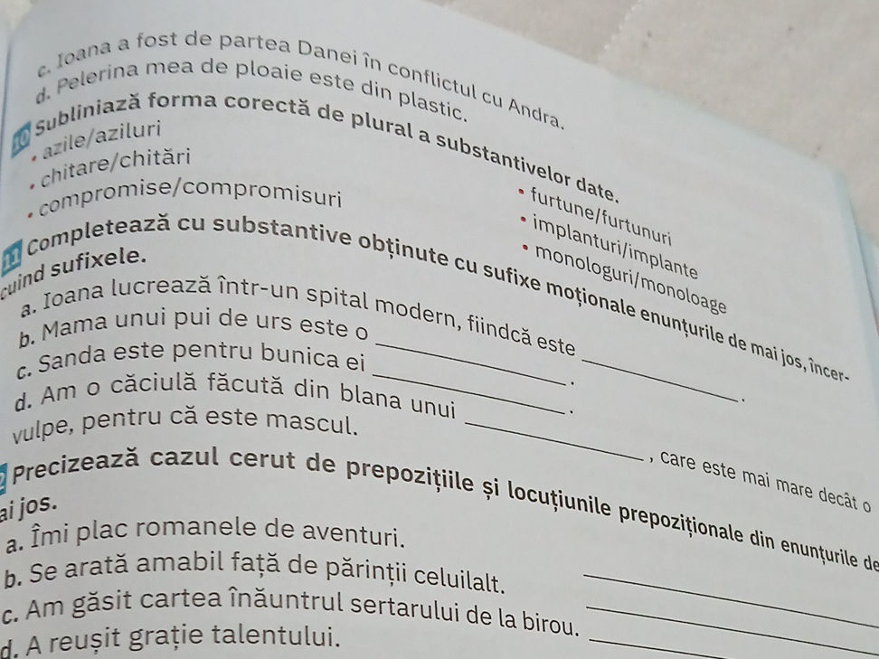 10. Subliniază forma corectă de plural a | StudyX