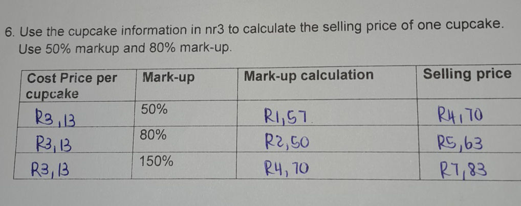 6. Use the cupcake information in nr3 to | StudyX