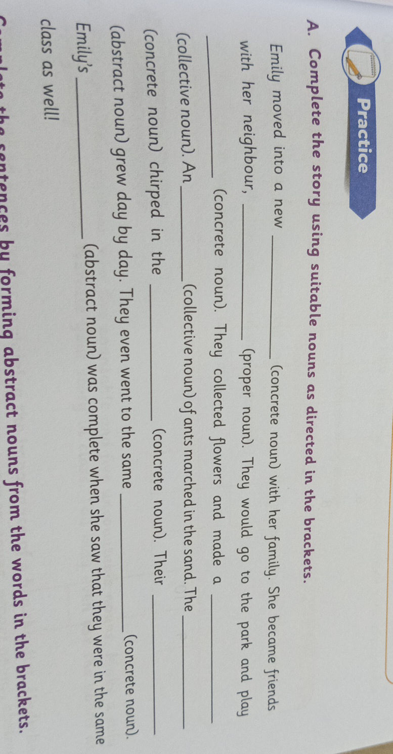 A. Complete the story using suitable nouns | StudyX