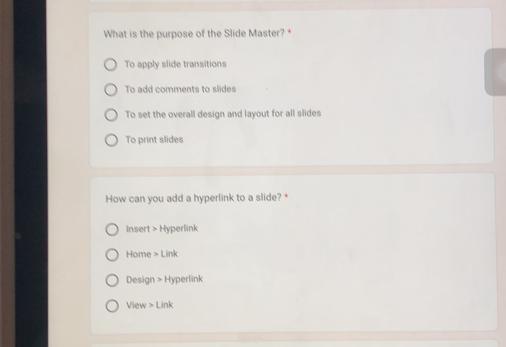 What is the purpose of the Slide Master? * | StudyX