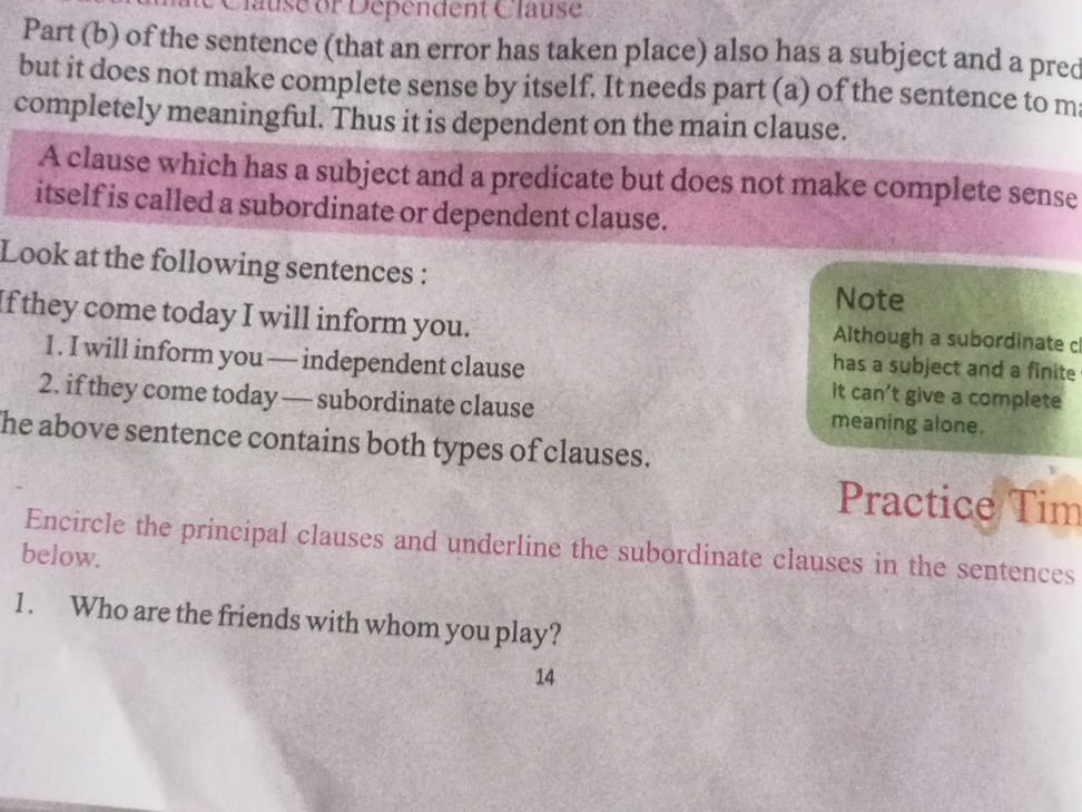 Encircle the principal clauses and underline | StudyX