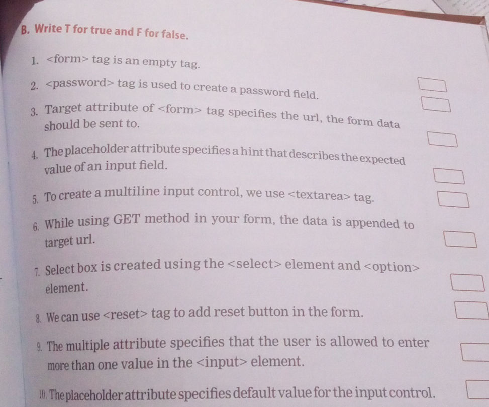 B. Write T for true and F for false. 1. `` | StudyX