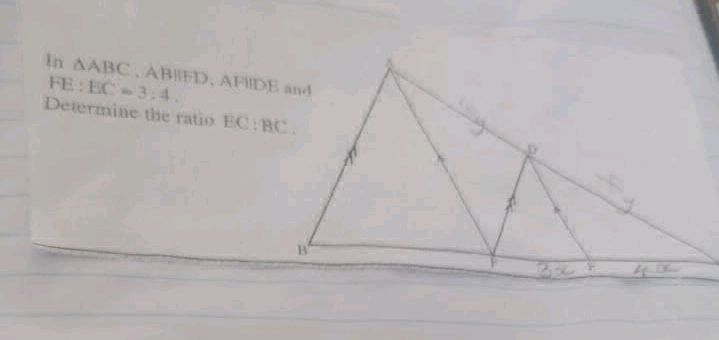 In $ ABC$, $AB ED$, $AF DE$ and $FE:EC | StudyX