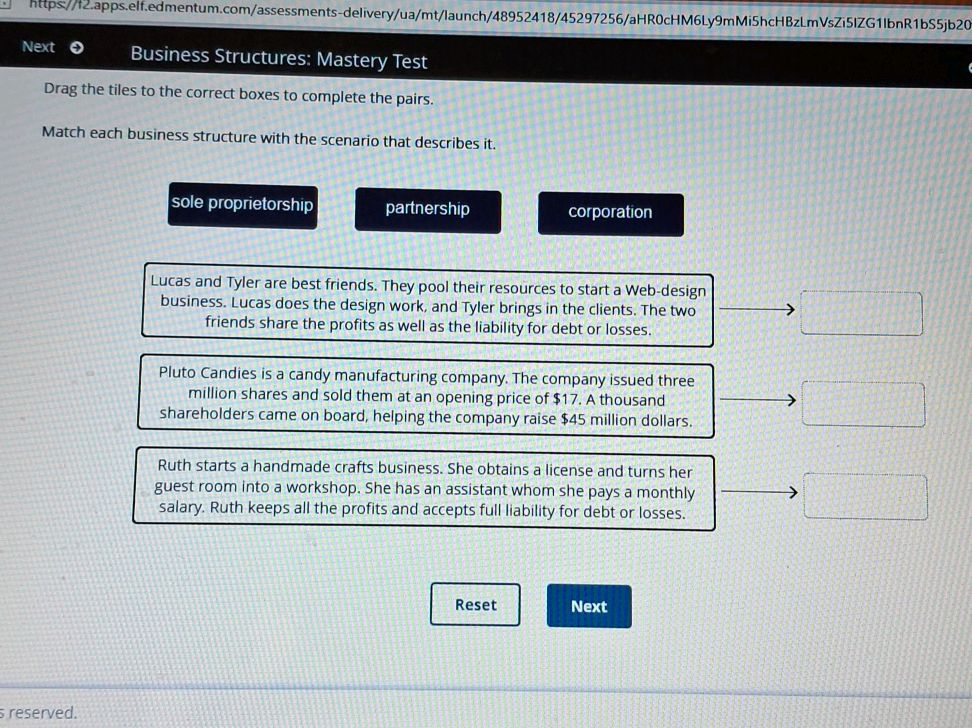 Match each business structure with the | StudyX