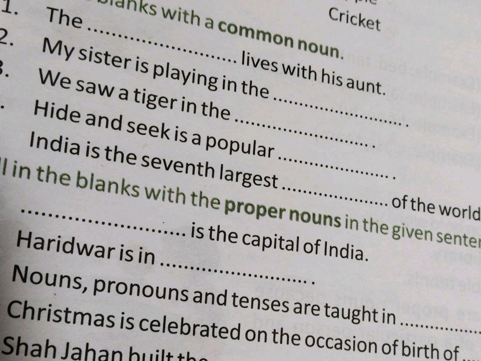 Fill in the blanks with a common noun. 1. | StudyX