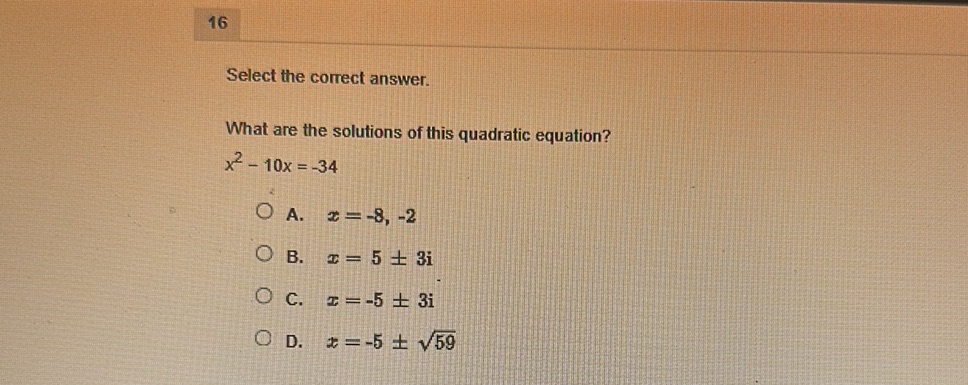 What are the solutions of this quadratic | StudyX
