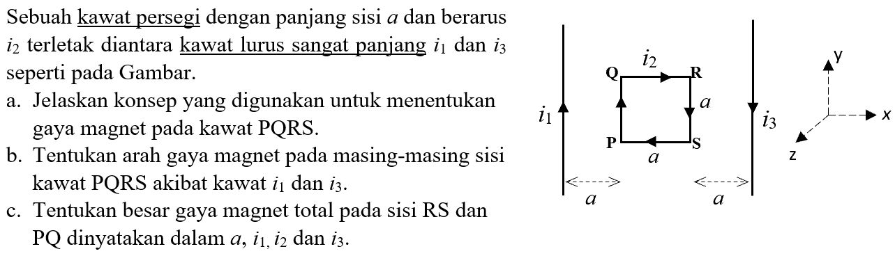 Sebuah kawat persegi dengan panjang sisi *a* | StudyX