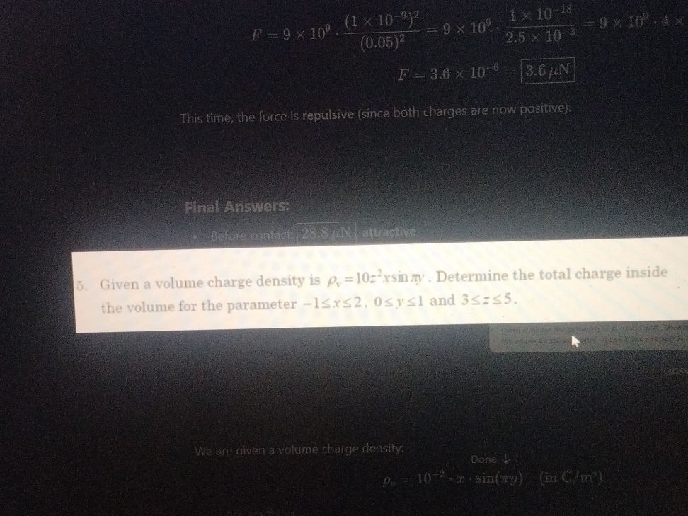 5. Given a volume charge density is \( _v = | StudyX