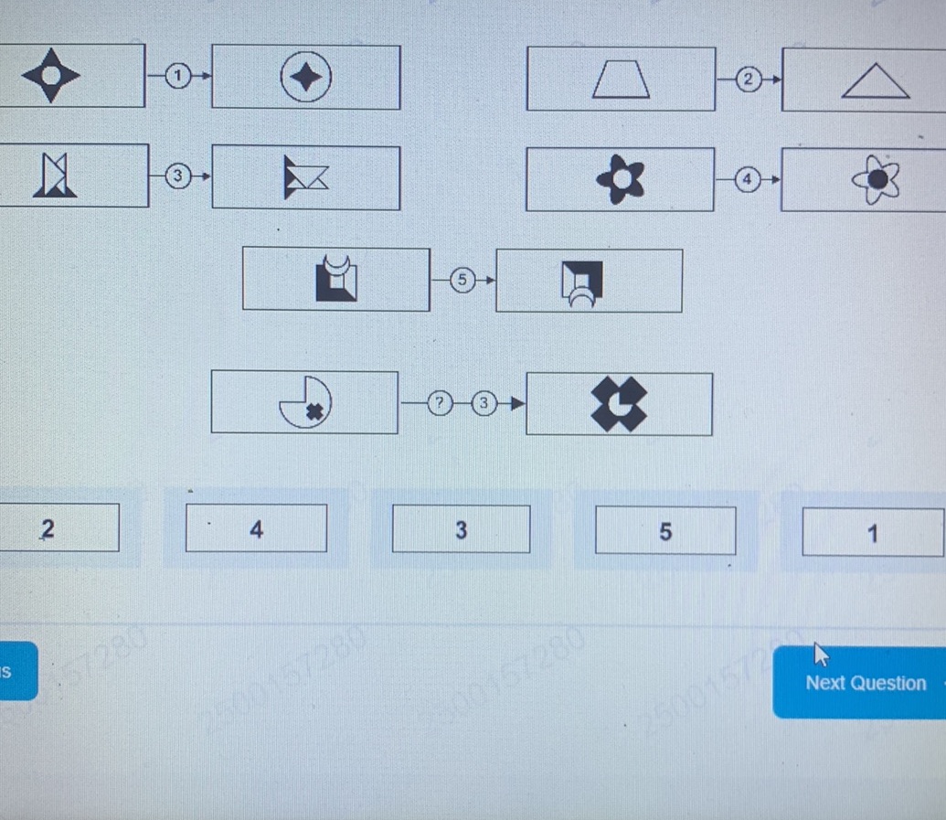 Identify the missing shape in the sequence. | StudyX