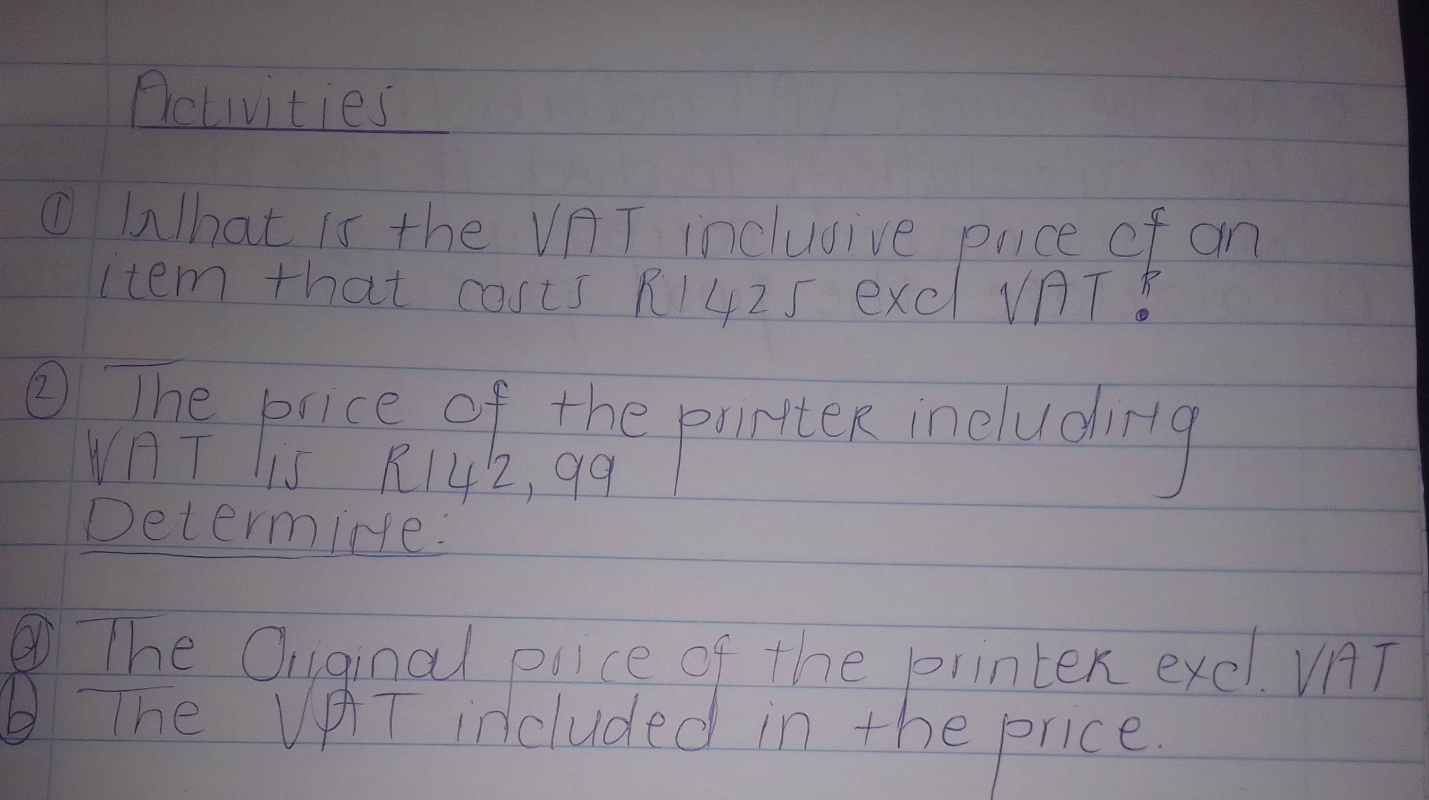 1. What is the VAT inclusive price of an | StudyX