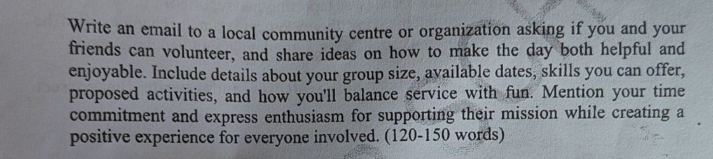 Write an email to a local community centre | StudyX