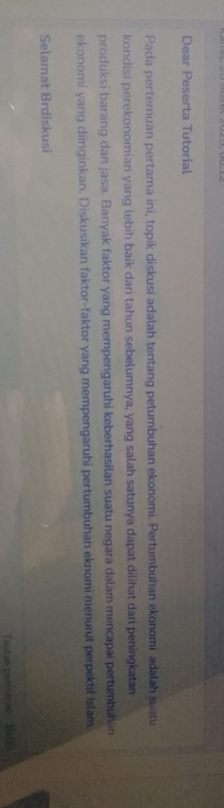 Dear Peserta Tutorial Pada pertemuan | StudyX