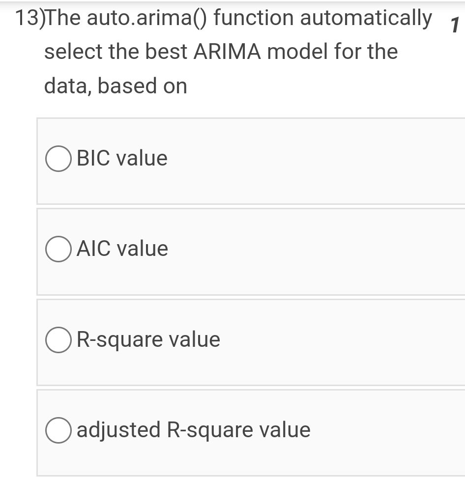 13) The auto.arima() function automatically | StudyX