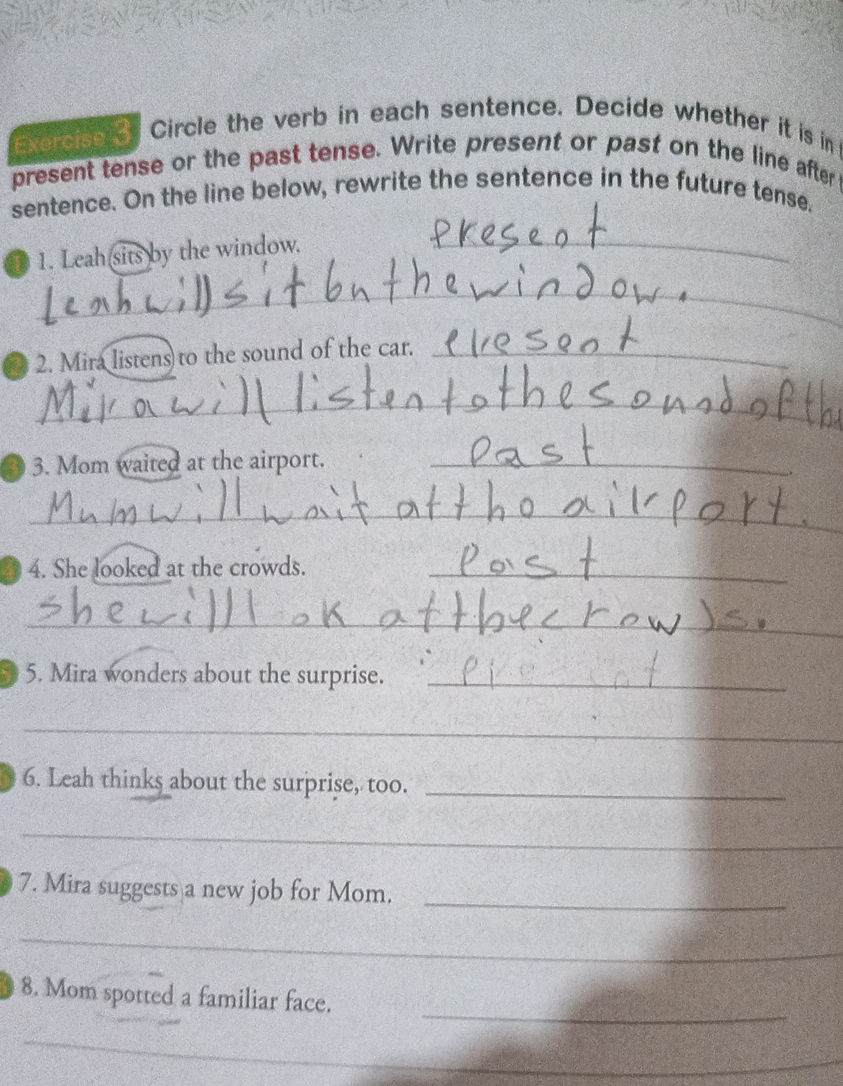 Exercise 3 Circle the verb in each sentence. | StudyX