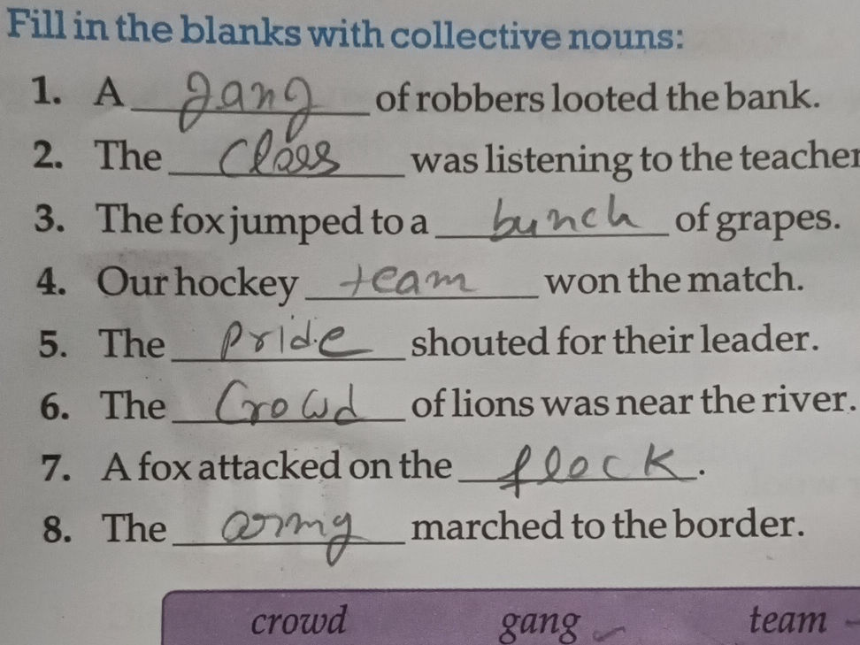 Fill in the blanks with collective nouns: | StudyX