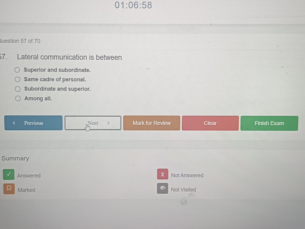 57. Lateral communication is between | StudyX