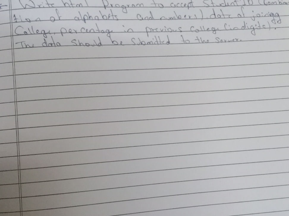 Write html Program to accept Student ID | StudyX