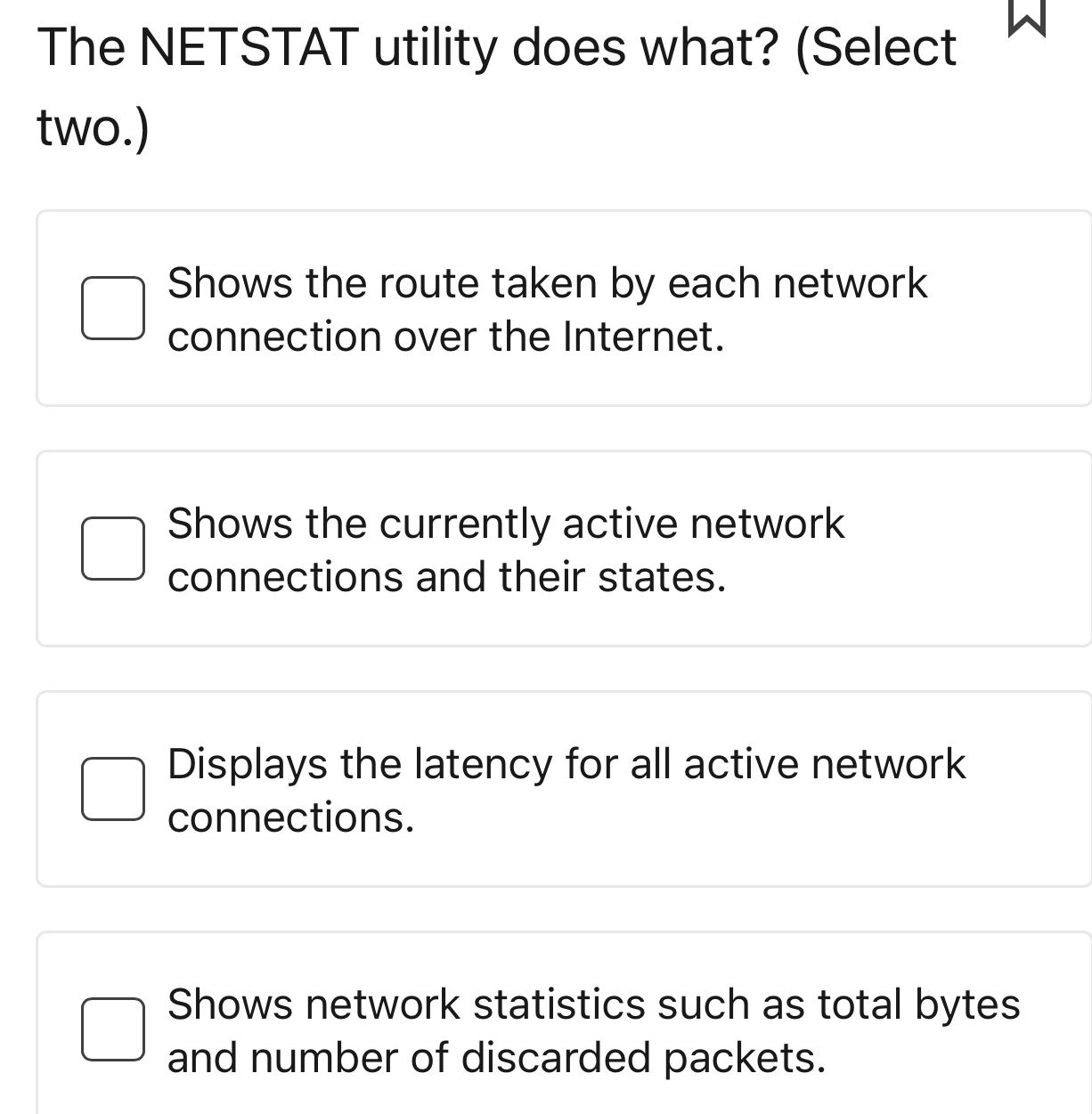 The NETSTAT utility does what? (Select two.) | StudyX