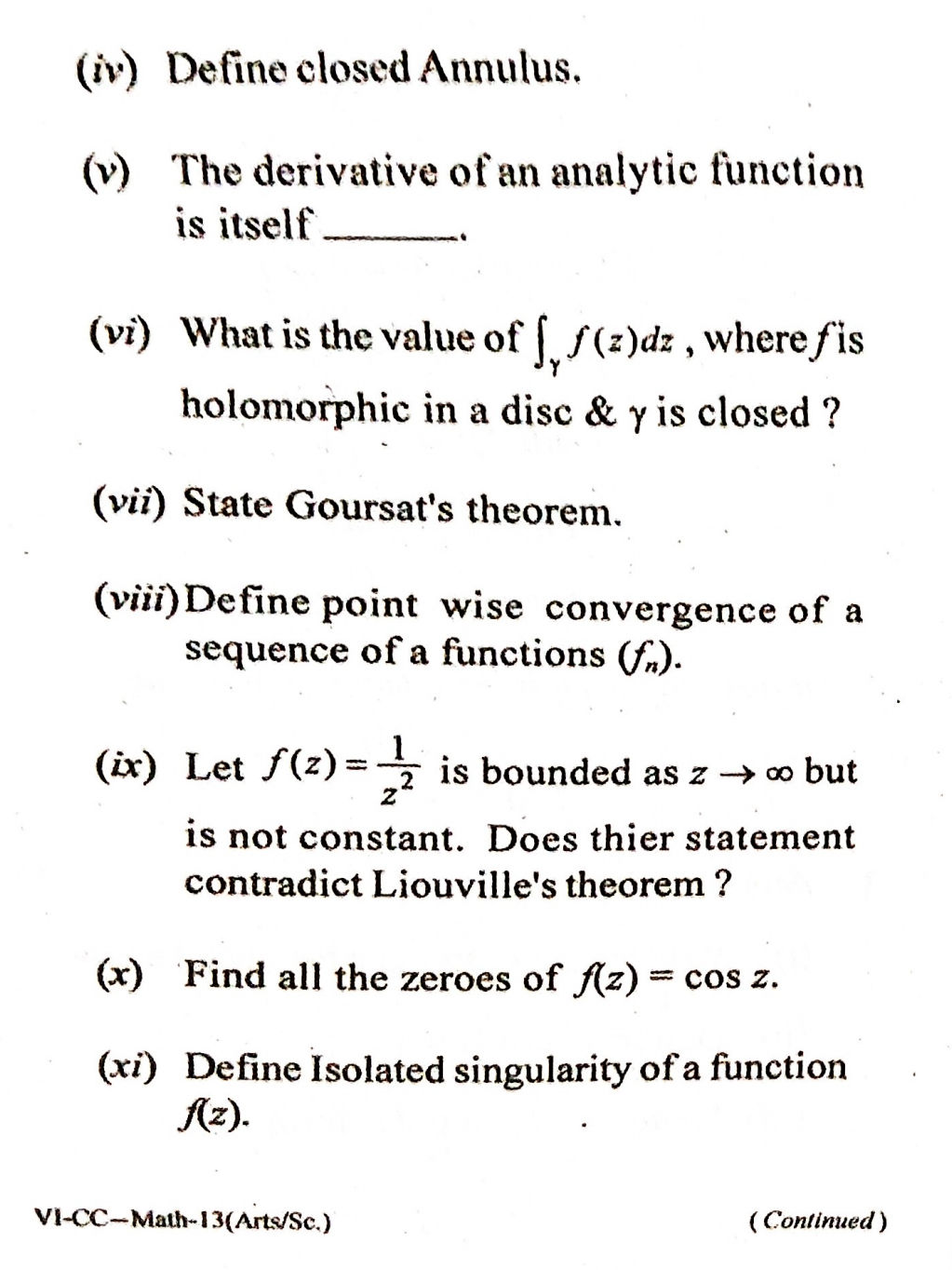 (iv) Define closed Annulus. (v) The | StudyX