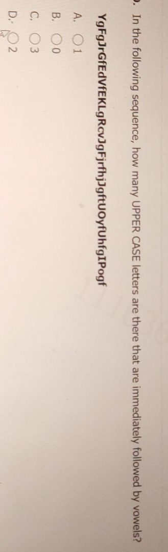 In the following sequence, how many UPPER | StudyX