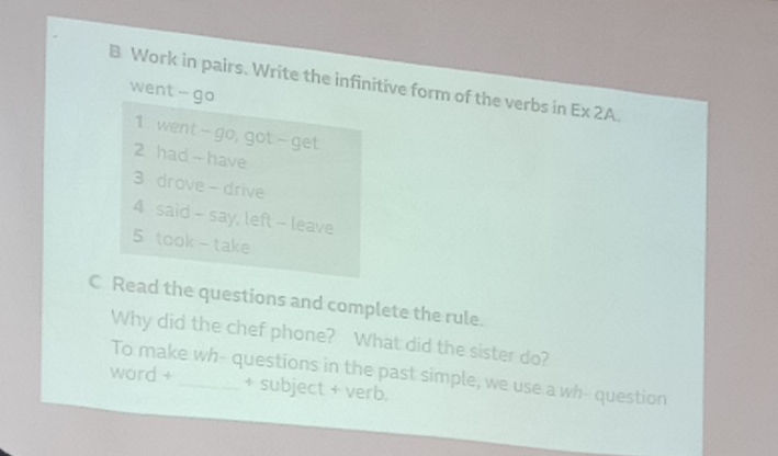 B Work in pairs. Write the infinitive form | StudyX