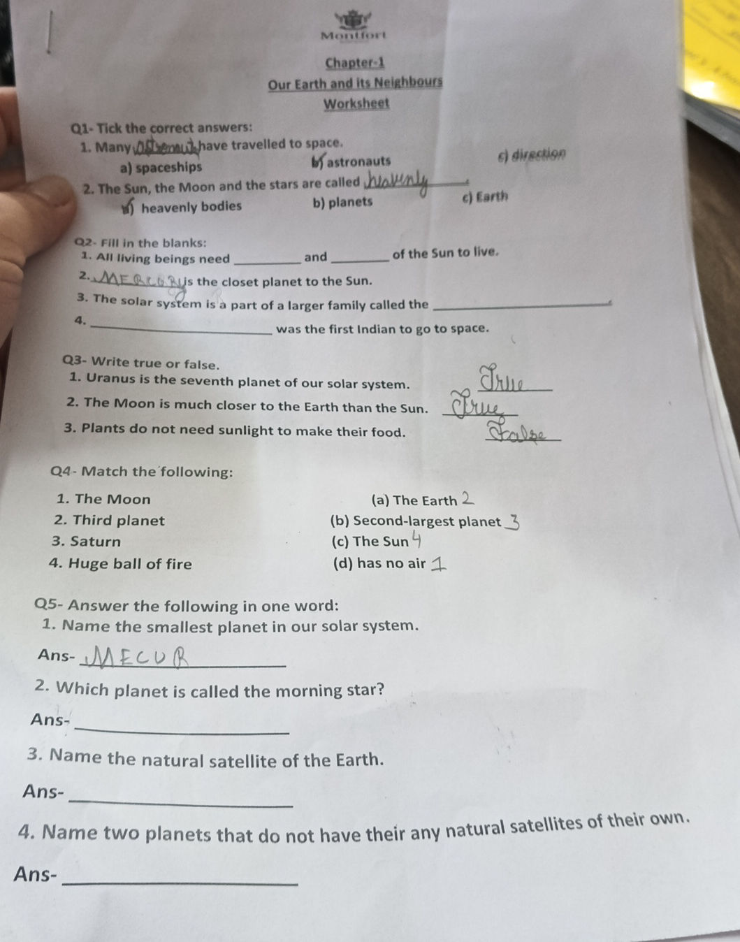 Q1- Tick the correct answers: 1. Many | StudyX