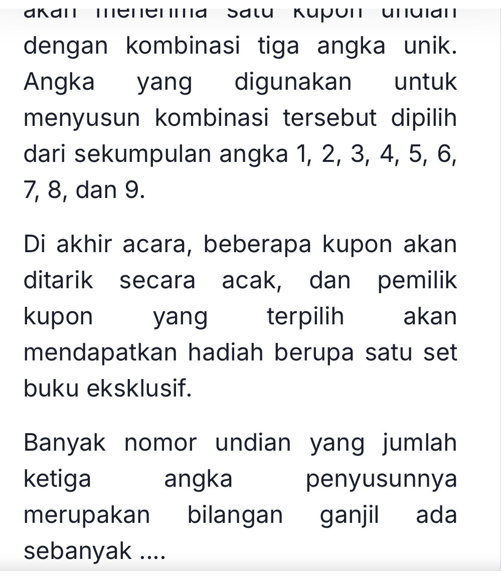 dengan kombinasi tiga angka unik. Angka yang | StudyX