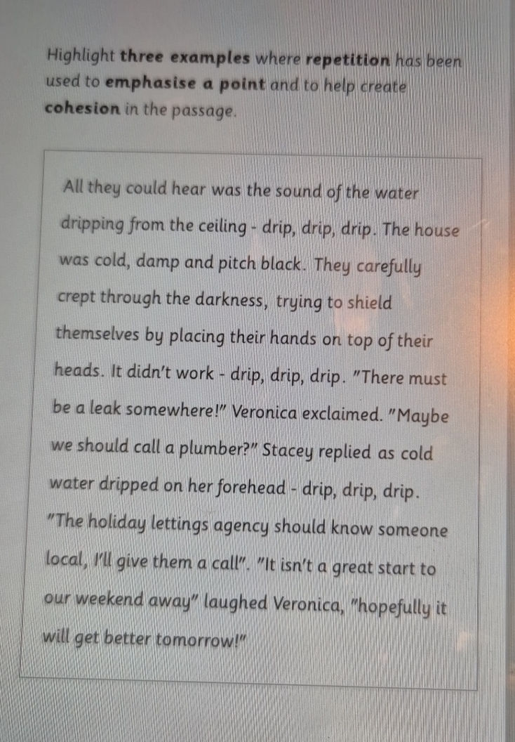 Highlight three examples where repetition | StudyX