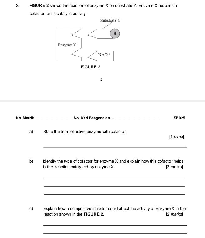 2. FIGURE 2 shows the reaction of enzyme X | StudyX