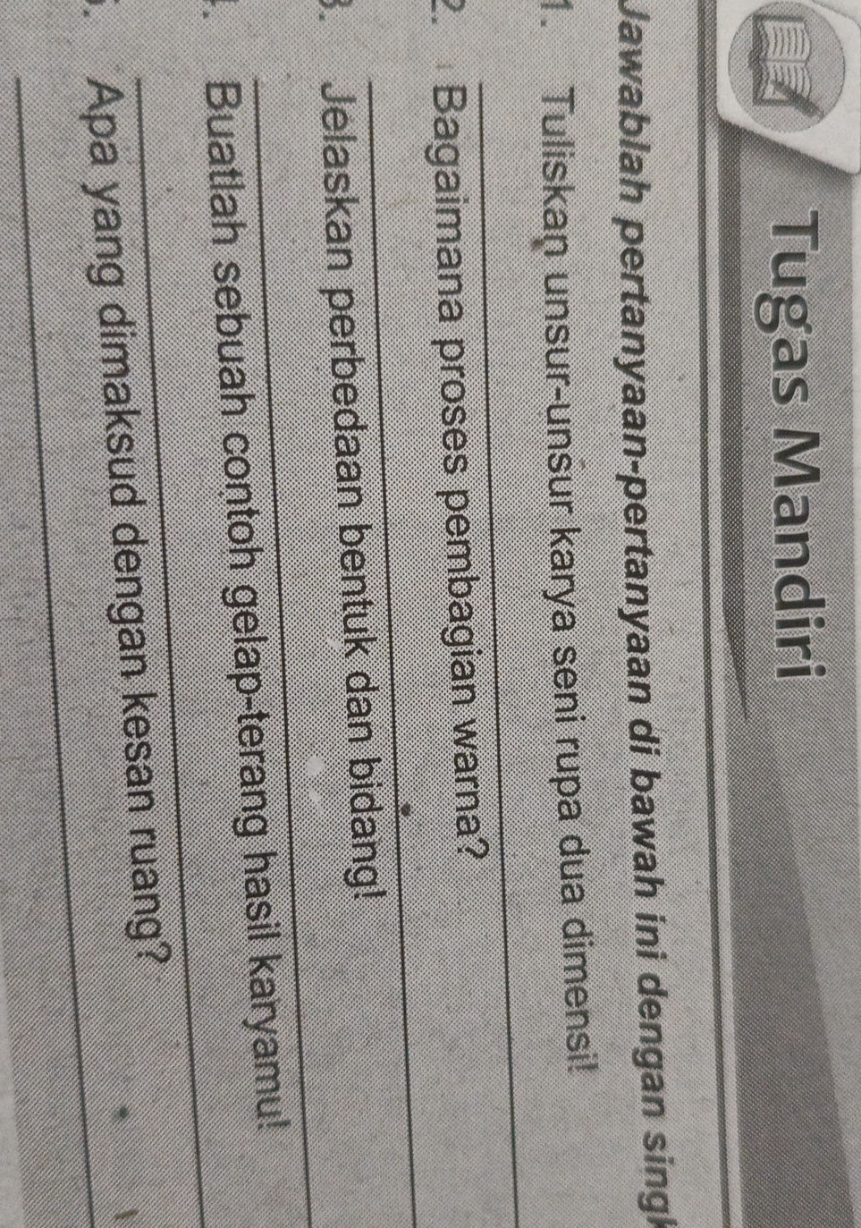 1. Tuliskan unsur-unsur karya seni rupa dua | StudyX