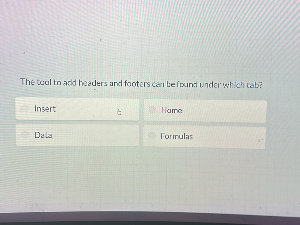 The tool to add headers and footers can be | StudyX