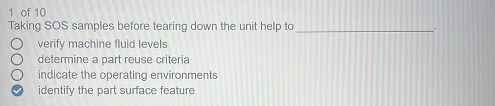Taking SOS samples before tearing down the | StudyX