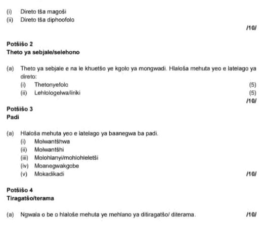 (i) Direto tša magoši (ii) Direto tša | StudyX