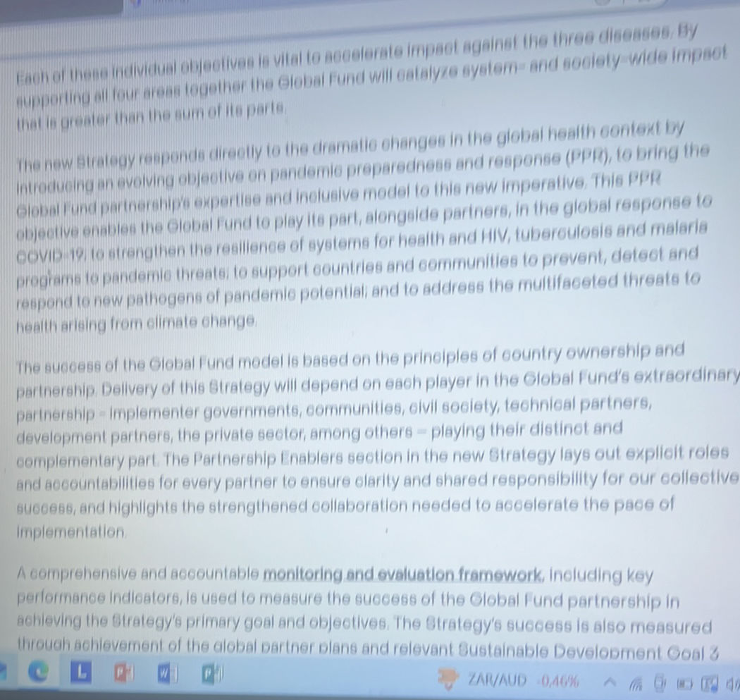 Read the Global Fund strategy document | StudyX