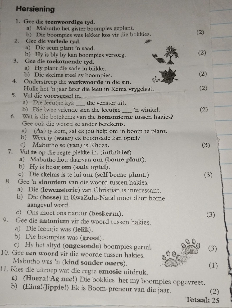 1. Gee die teenwoordige tyd. a) Mabutho het | StudyX
