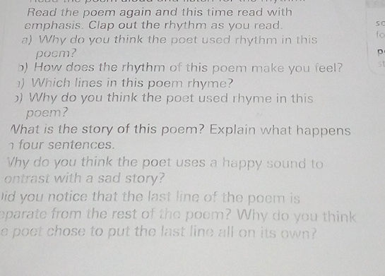 a) Why do you think the poet used rhythm in | StudyX