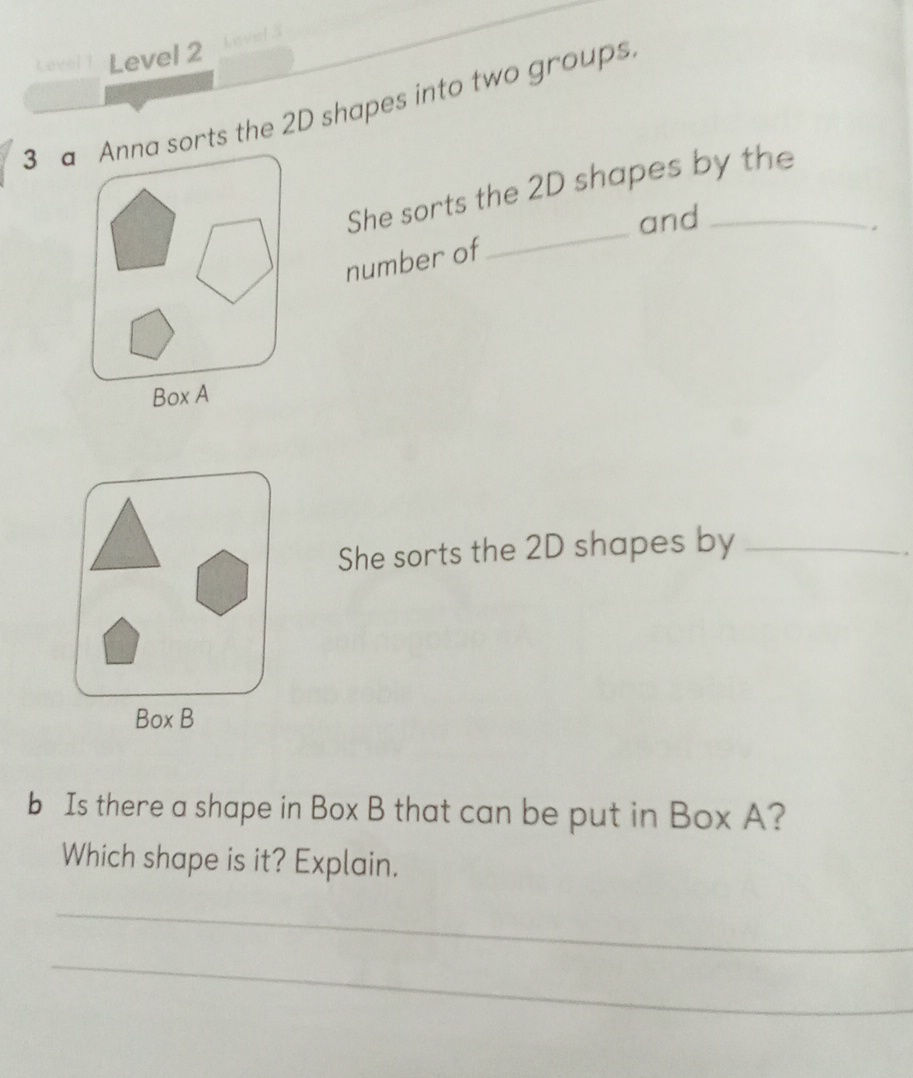 3 a Anna sorts the 2D shapes into two | StudyX