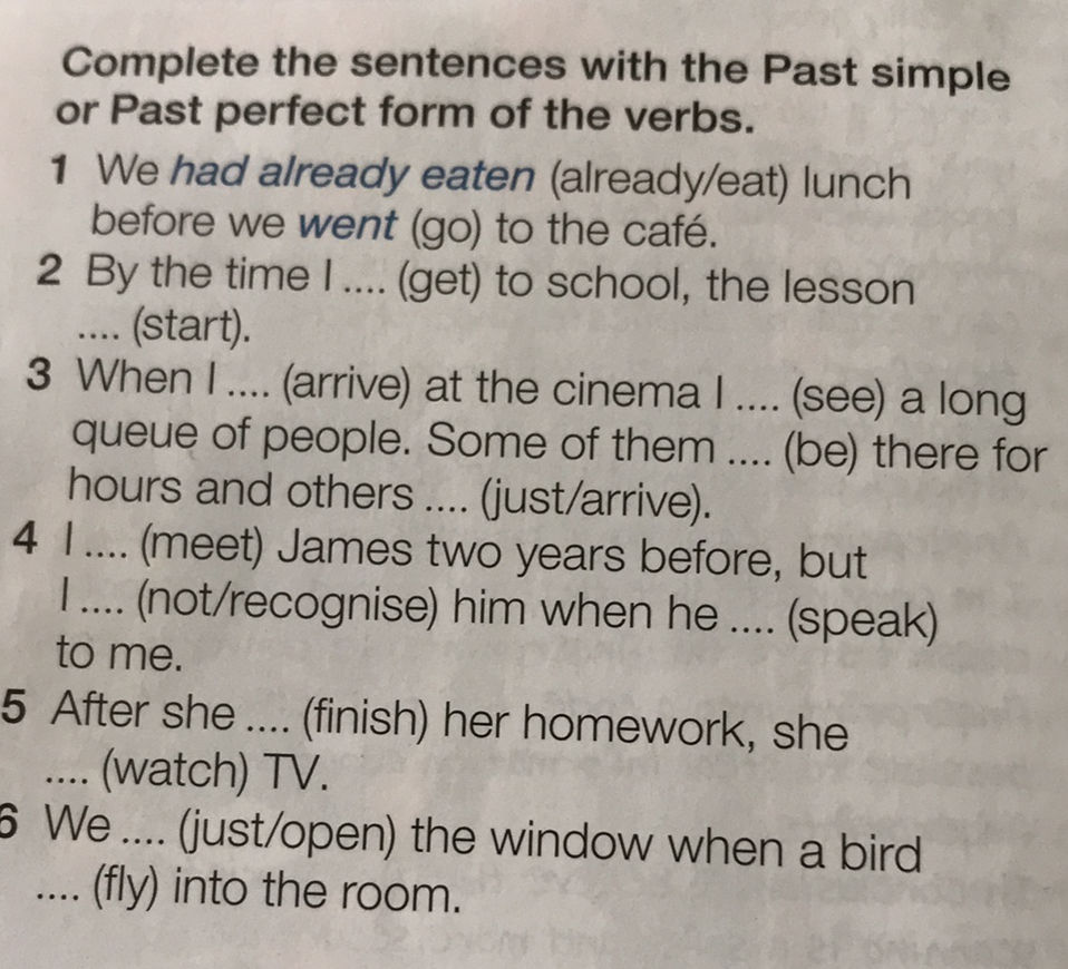 Complete the sentences with the Past simple | StudyX