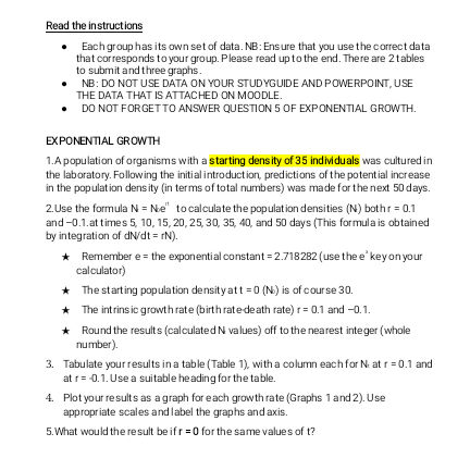 1. A population of organisms with a starting | StudyX