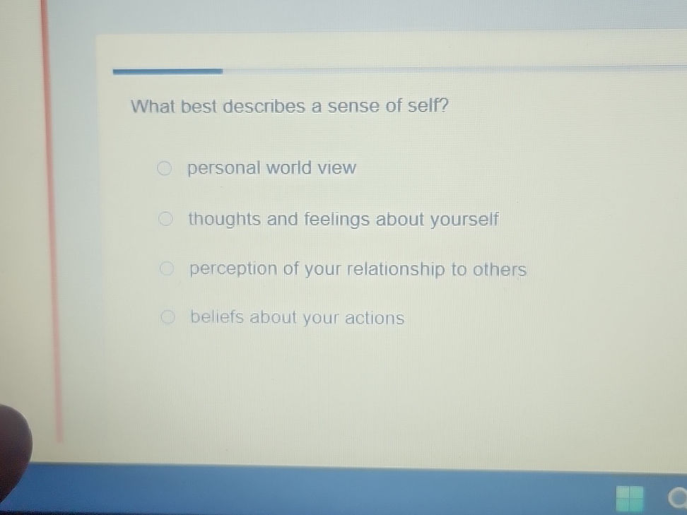 What best describes a sense of self? | StudyX