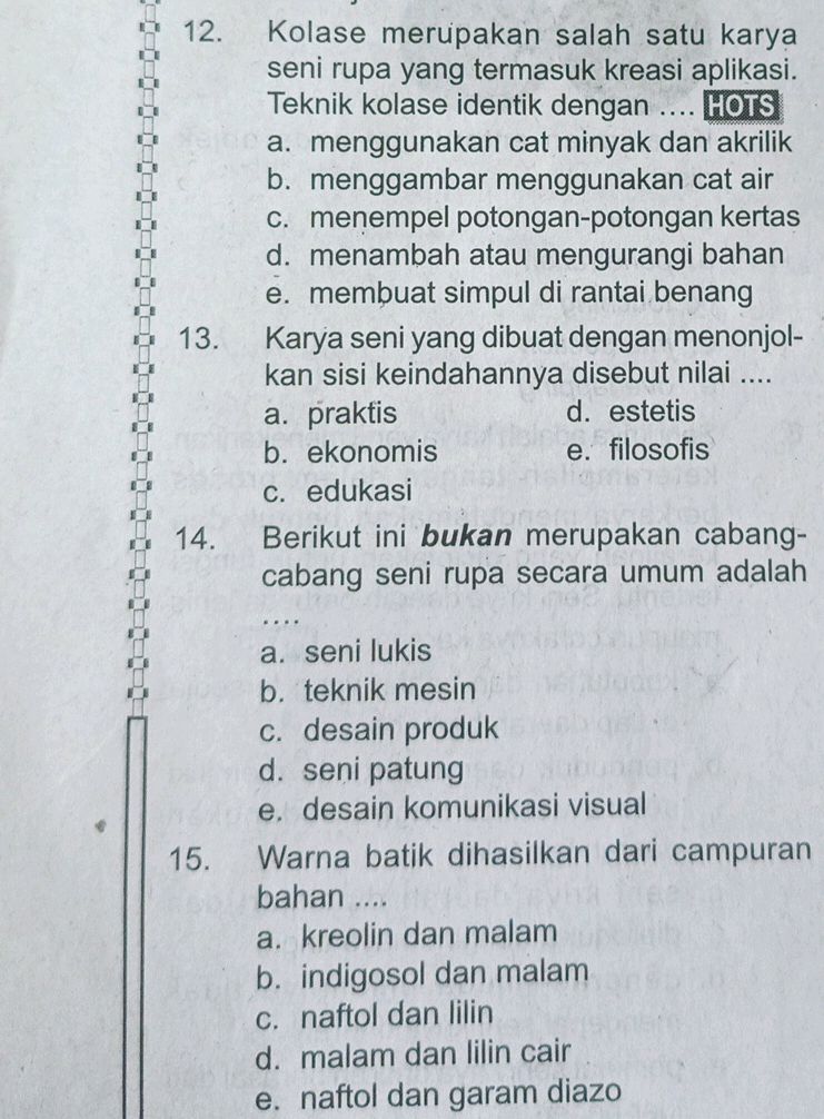12. Kolase merupakan salah satu karya seni | StudyX