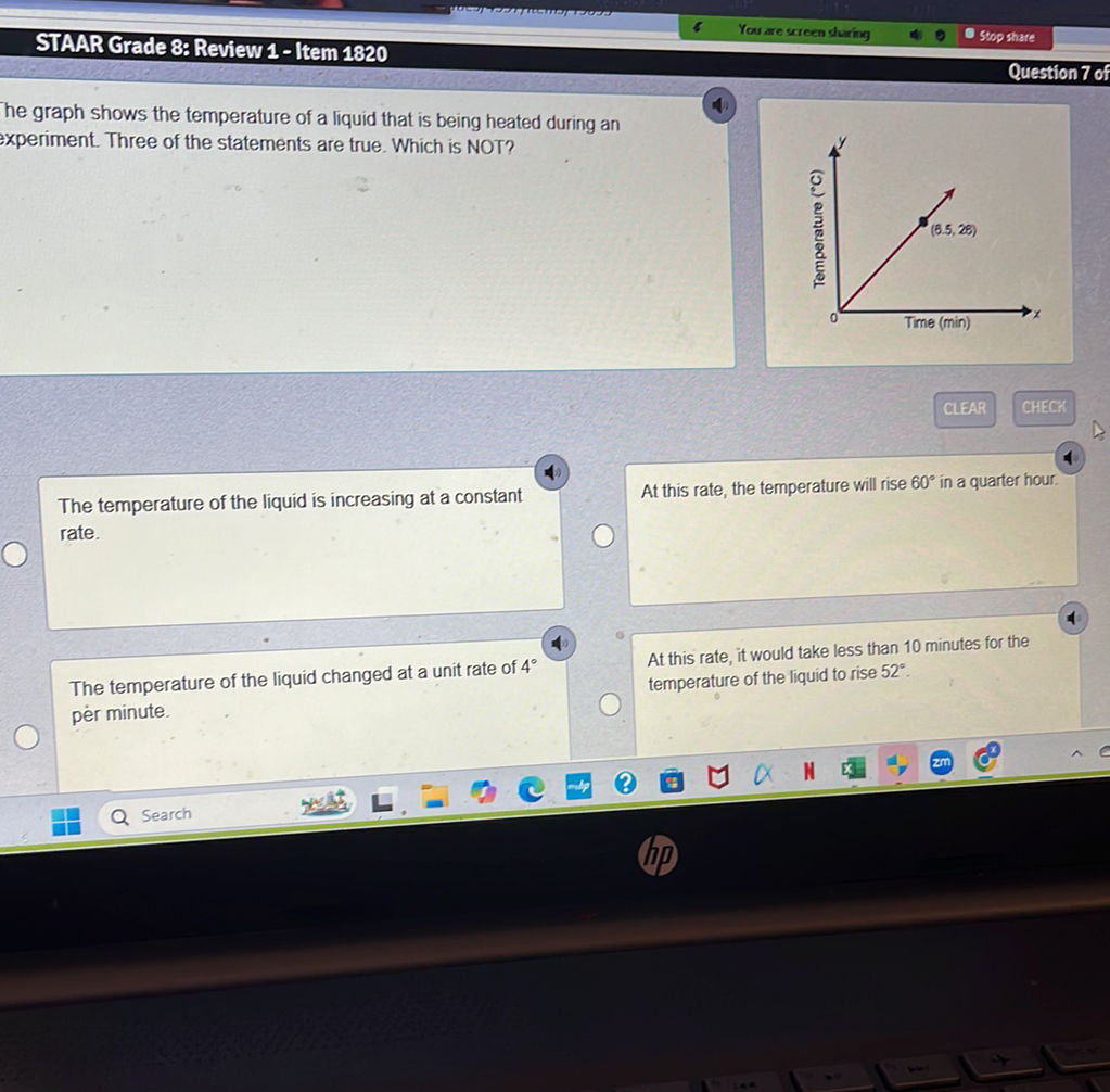 The graph shows the temperature of a liquid | StudyX