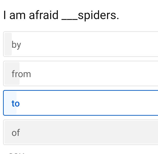 Choose the correct preposition: I am afraid | StudyX