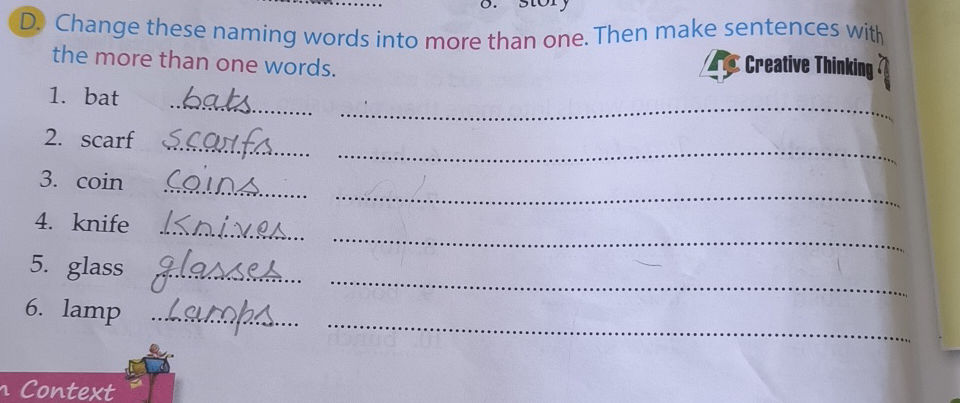 D. Change these naming words into more than | StudyX