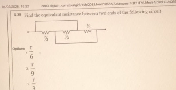 Q.38 Find the equivalent resistance between | StudyX