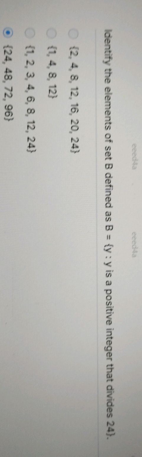Identify the elements of set B defined as B | StudyX