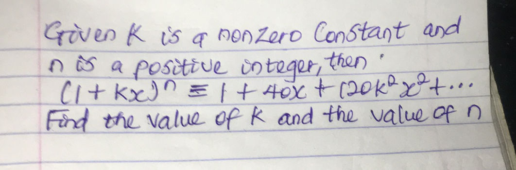 Given $K$ is a non-zero constant and $n$ is | StudyX