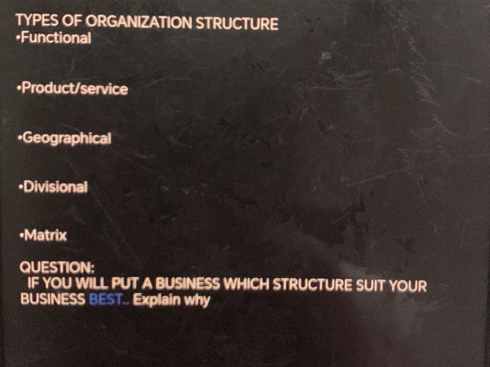 TYPES OF ORGANIZATION STRUCTURE * | StudyX